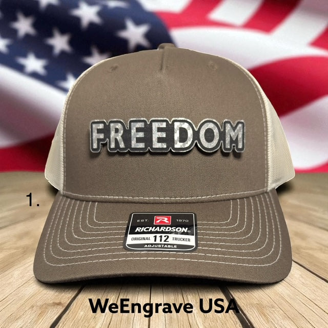 Custom FREEDOM HATS | Richardson 112 with Engraved Leatherette Patch ...